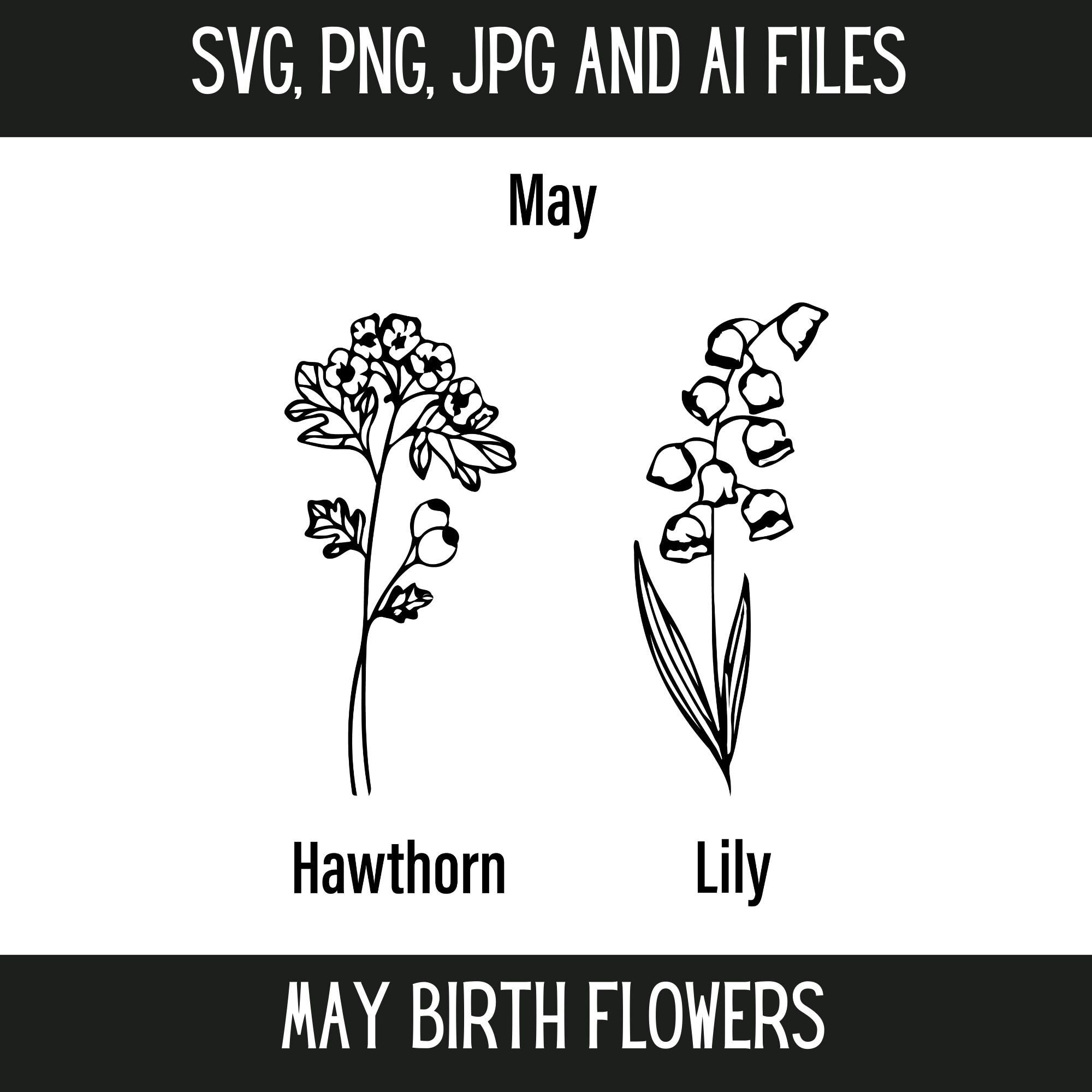 Birth Flowers SVG May Bloom Sign Seasonal Floral Herbal - Etsy