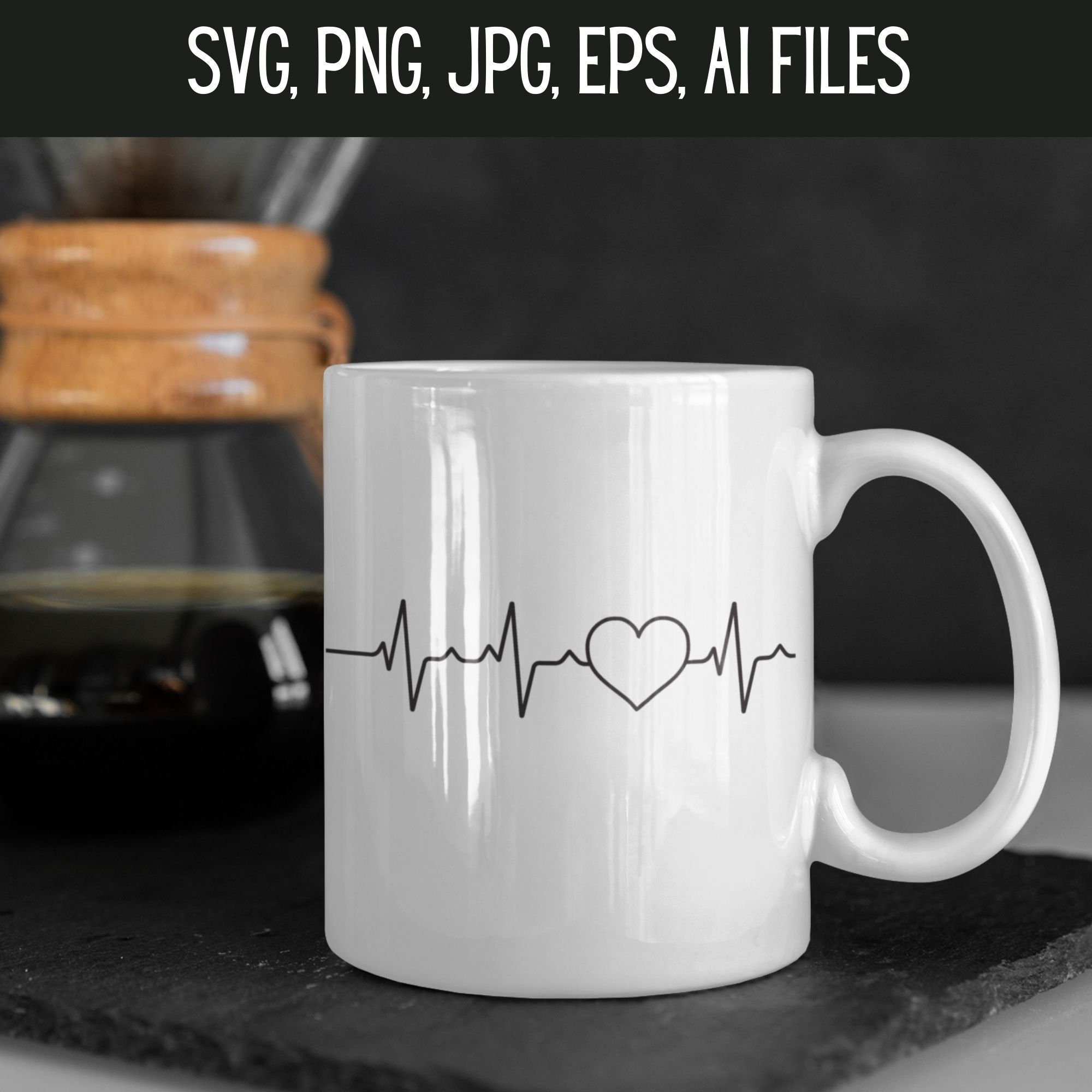 Heartbeat Line SVG, Passion Pulse PNG, Minimalistic EKG Design, Cardiac ...