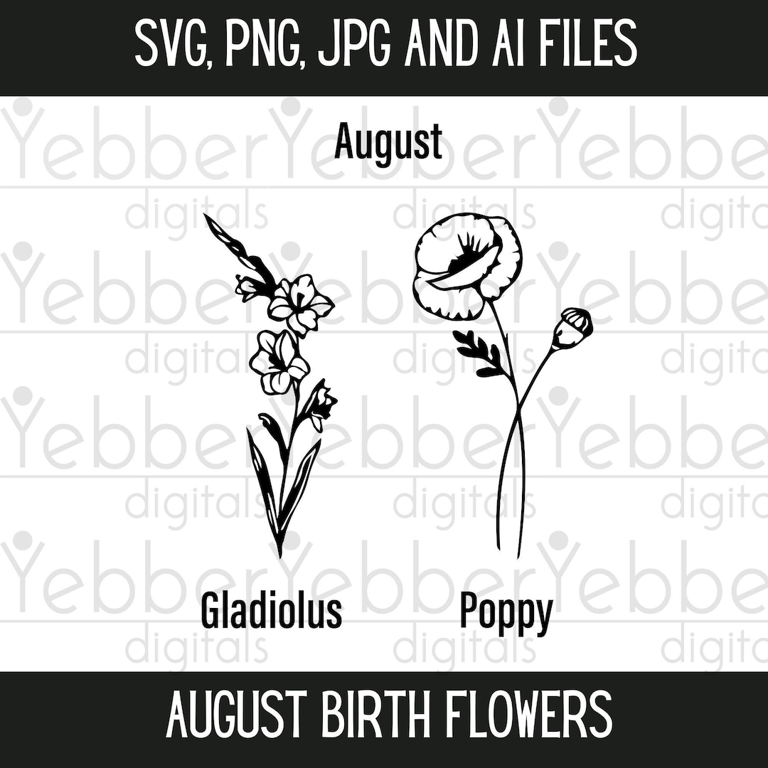 Birth Flowers SVG, August Bloom Sign, Seasonal Floral, Herbal Horoscope ...