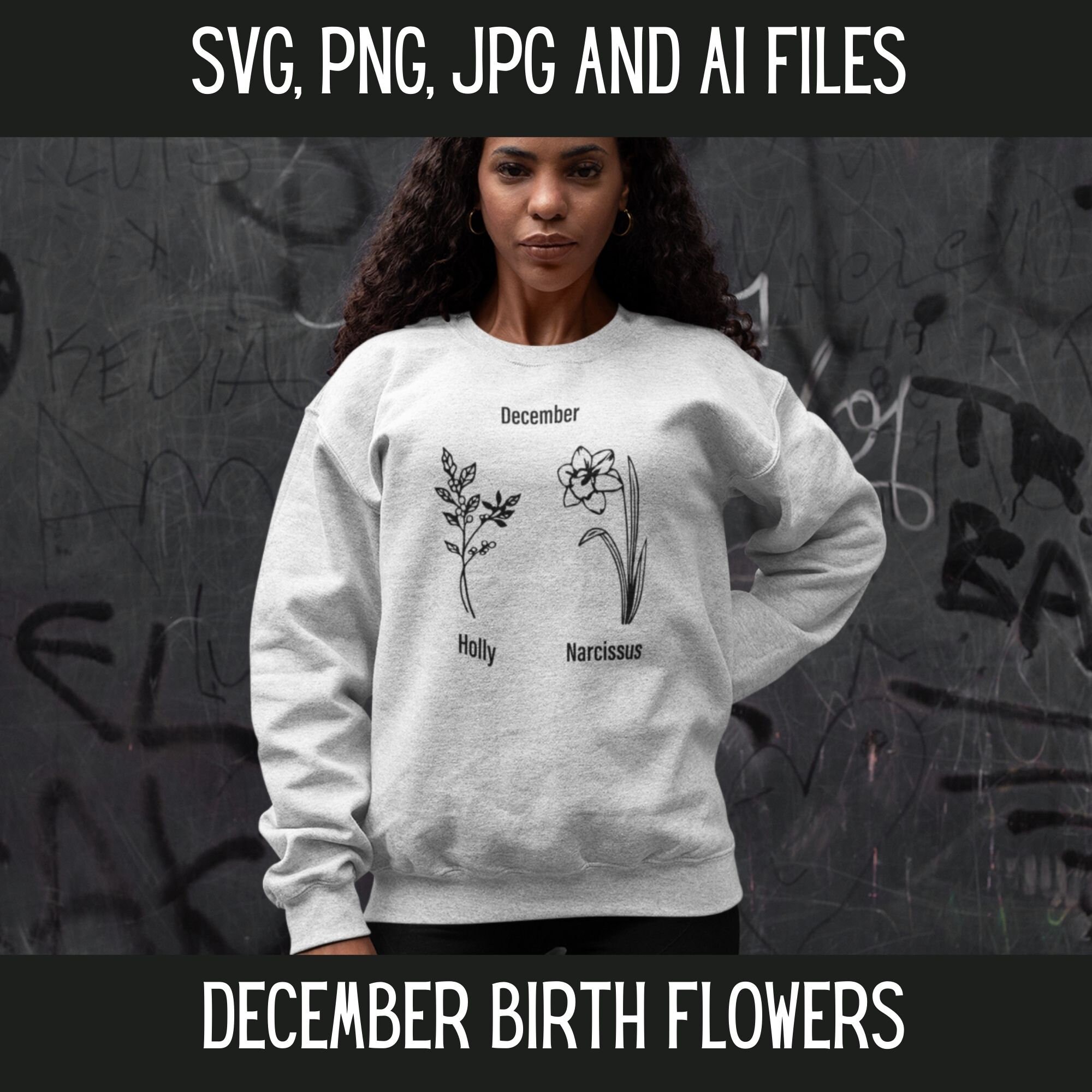 Birth Flowers SVG, December Bloom Sign, Seasonal Floral, Herbal ...