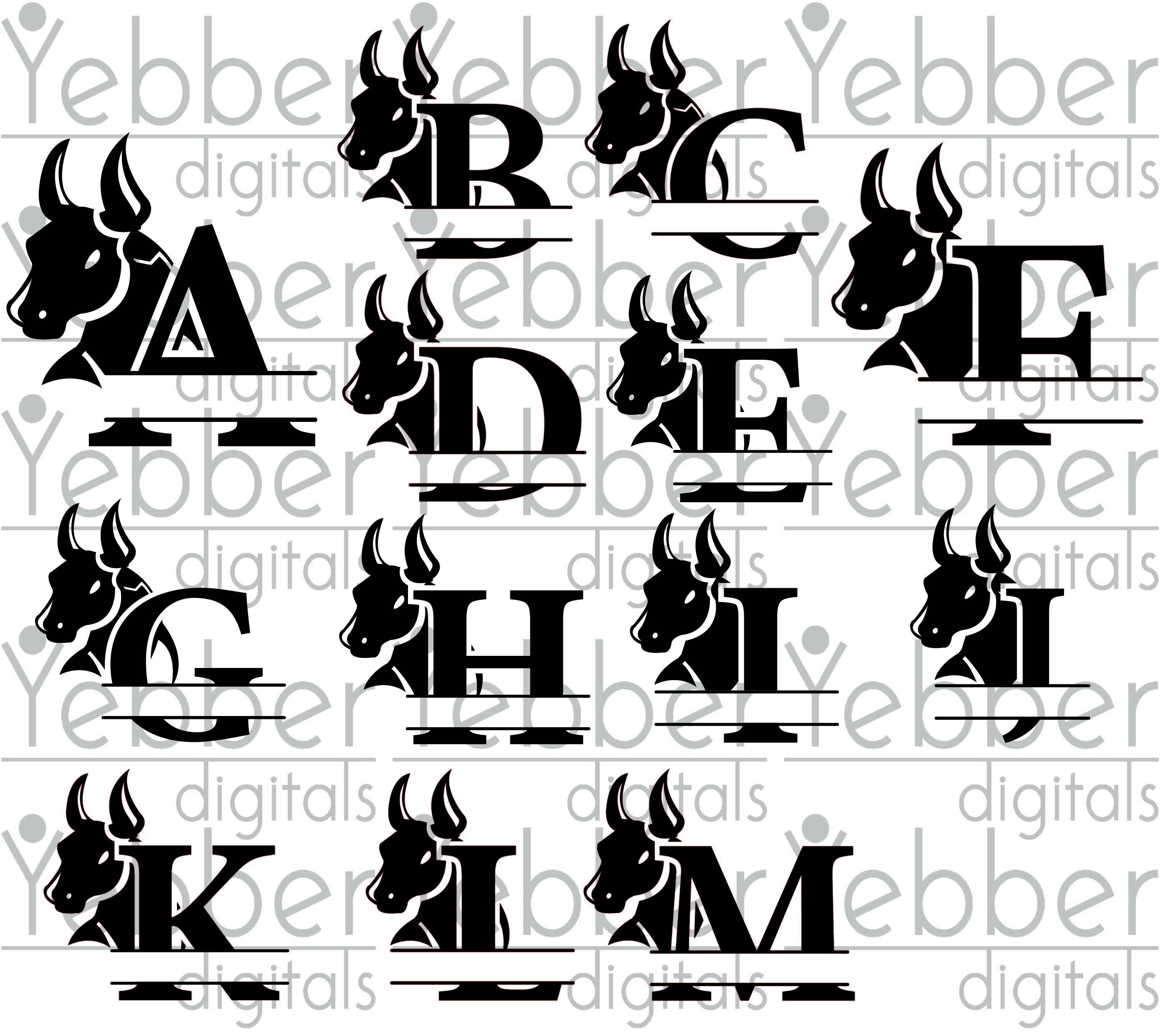 Split Monogram Alphabet SVG, Zodiac Taurus Initials PNG, Star Sign ...