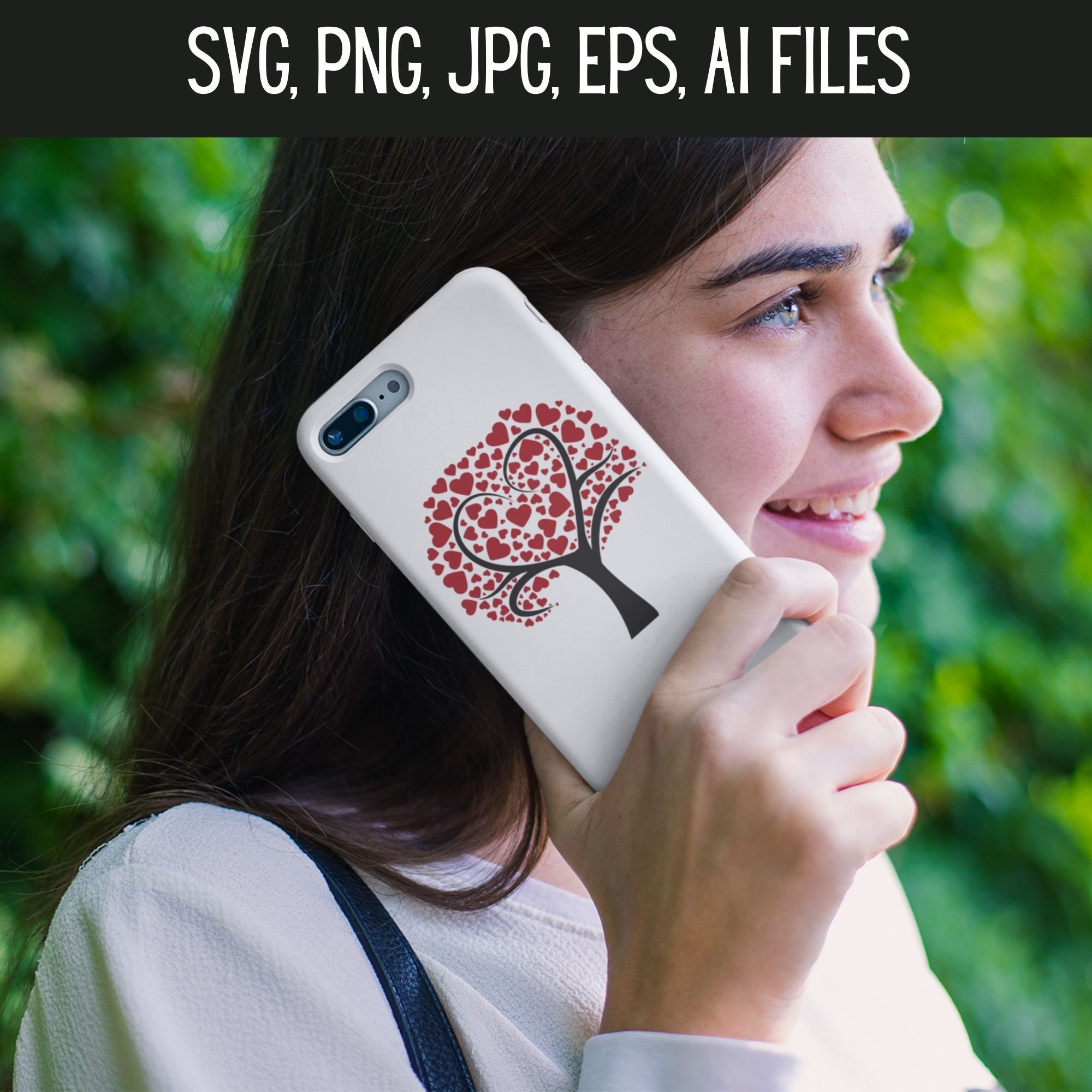 Love Heart Tree SVG, Valentine's Day PNG, Heart-shaped Clipart, Cutfile ...