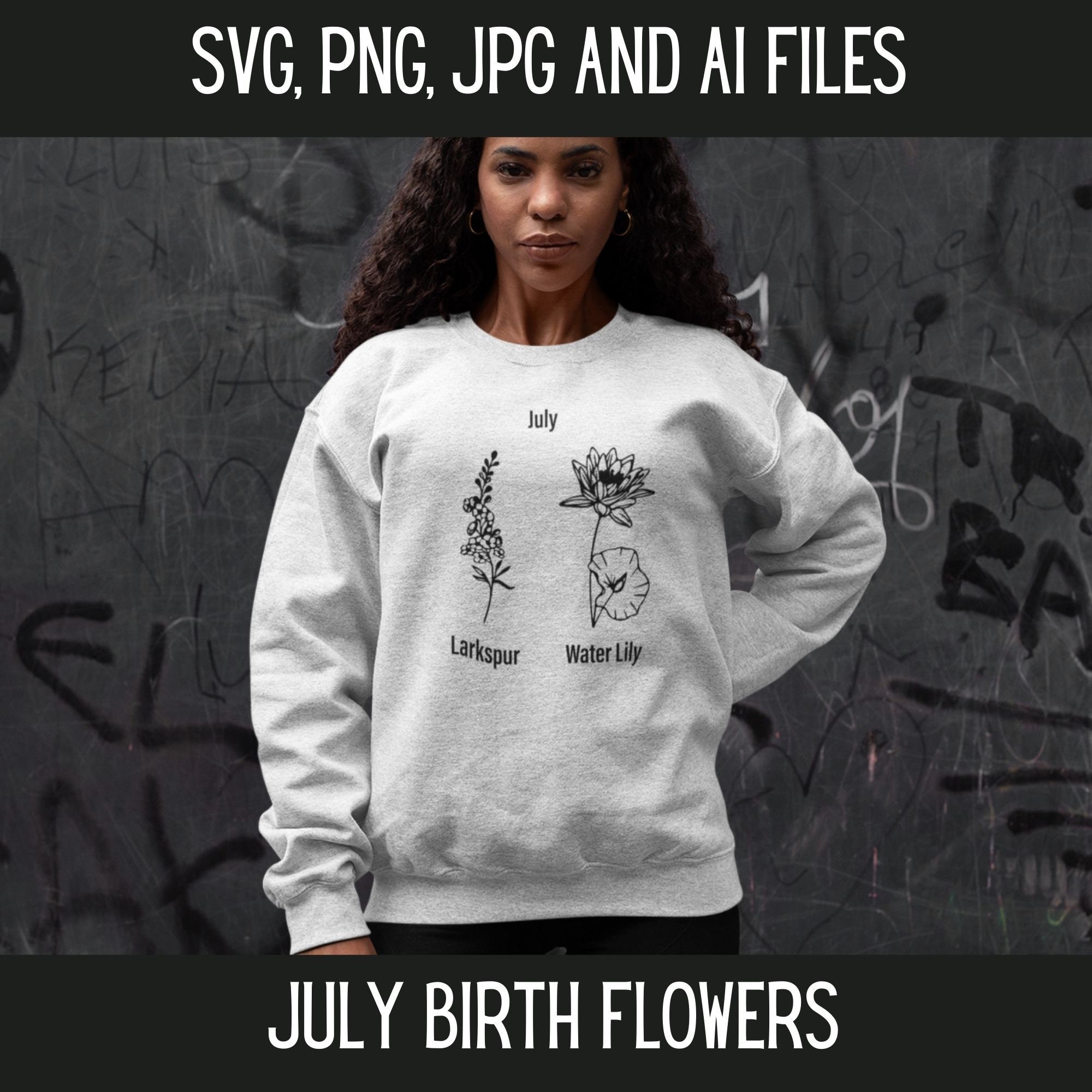 Birth Flowers SVG July Bloom Sign Seasonal Floral Herbal - Etsy