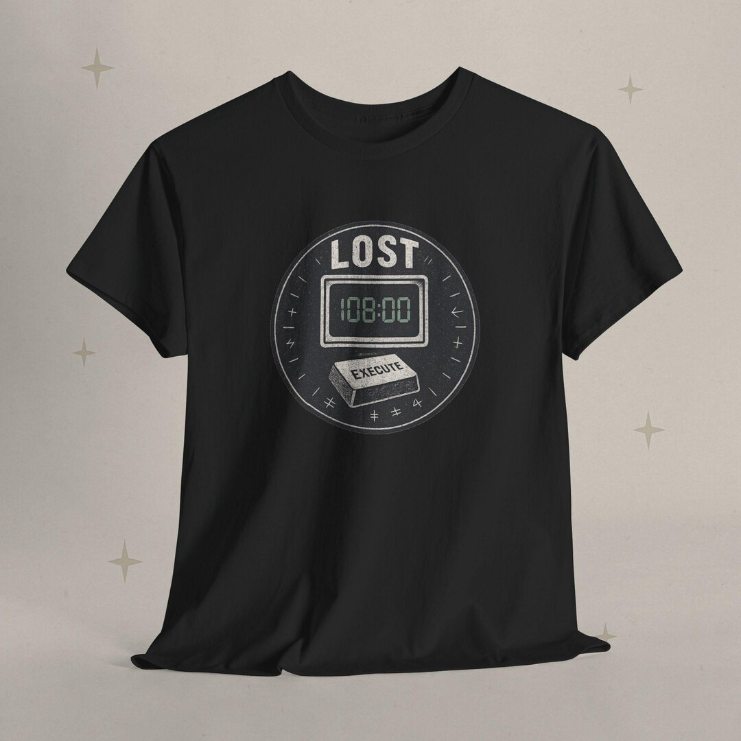 Minimal LOST Countdown Shirt, Execute Button 108 Timer Tee, Mysterious ...