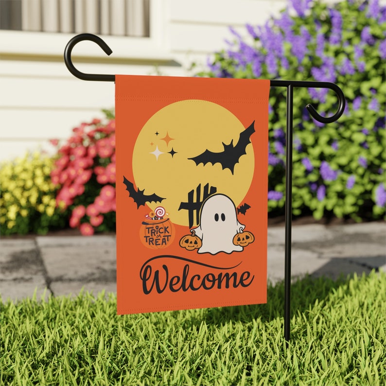 Halloween Garden Banner, Spooky Welcome Sign for Yard, Outdoor ...
