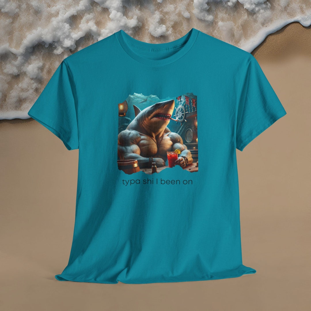 Buff Shark T-shirt, Swag Shark at Bar, Humorous Shirt, Funny Graphic ...