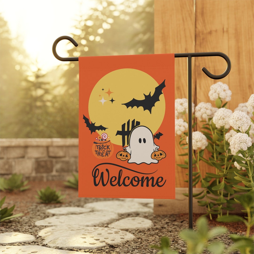 Halloween Garden Banner, Spooky Welcome Sign for Yard, Outdoor ...