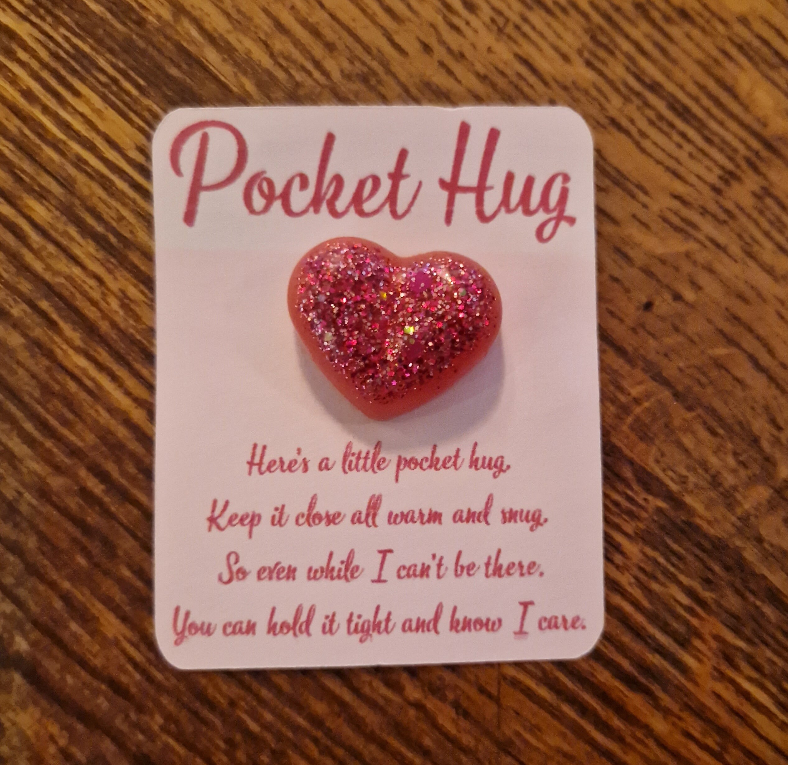 Pocket Hug - Resin Heart With Poem, Colour Can Be Customized. Gift ...