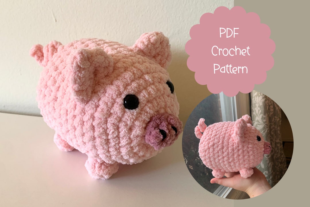 Plushy Pig Crochet Pattern Stuffed Animal Instructions - Etsy