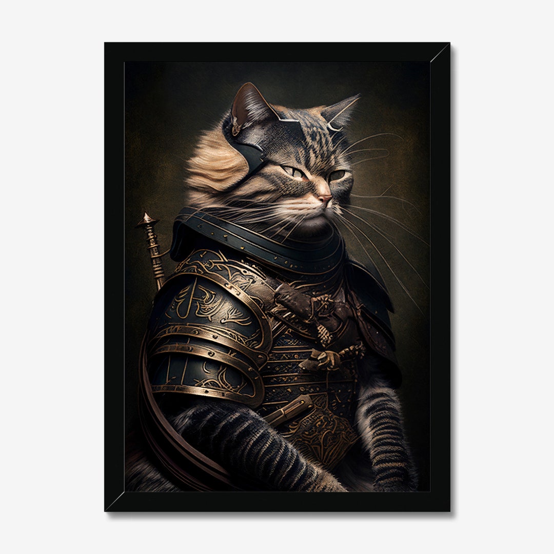 Printable Samurai Cat Painting, Printable Art, Digital Print, Digital ...