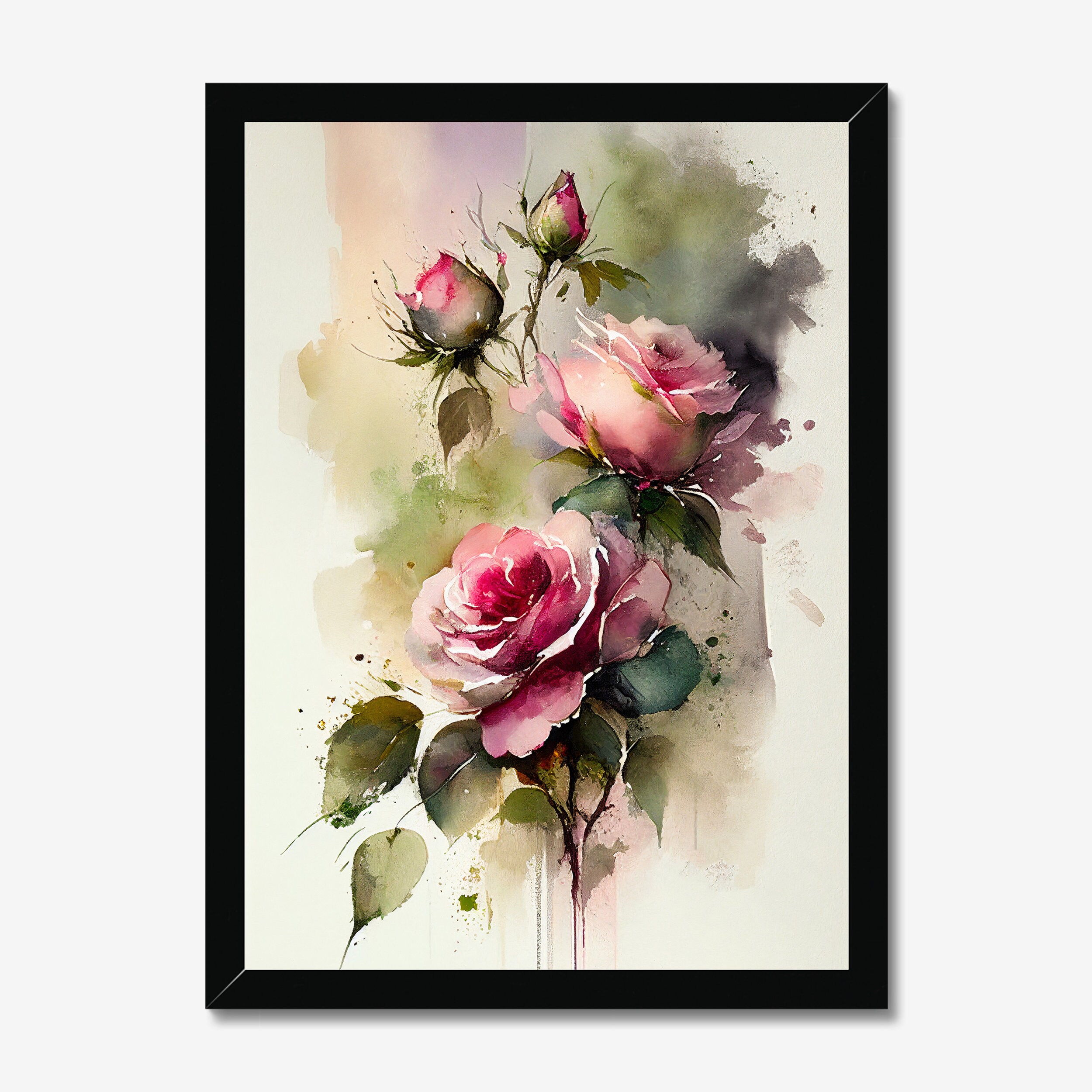 Printable Rose Flowers Watercolor Painting, Printable Art, Digital ...