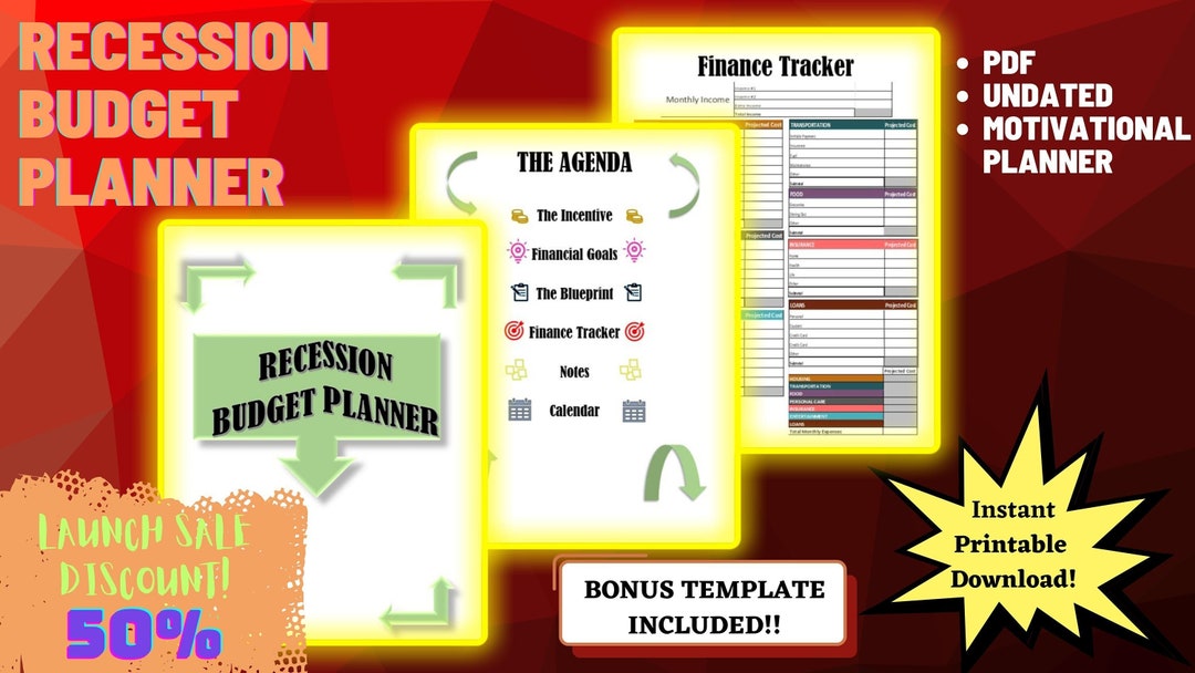 Recession Budget Bundle Pack, Income Expense Finance Tracker Template ...