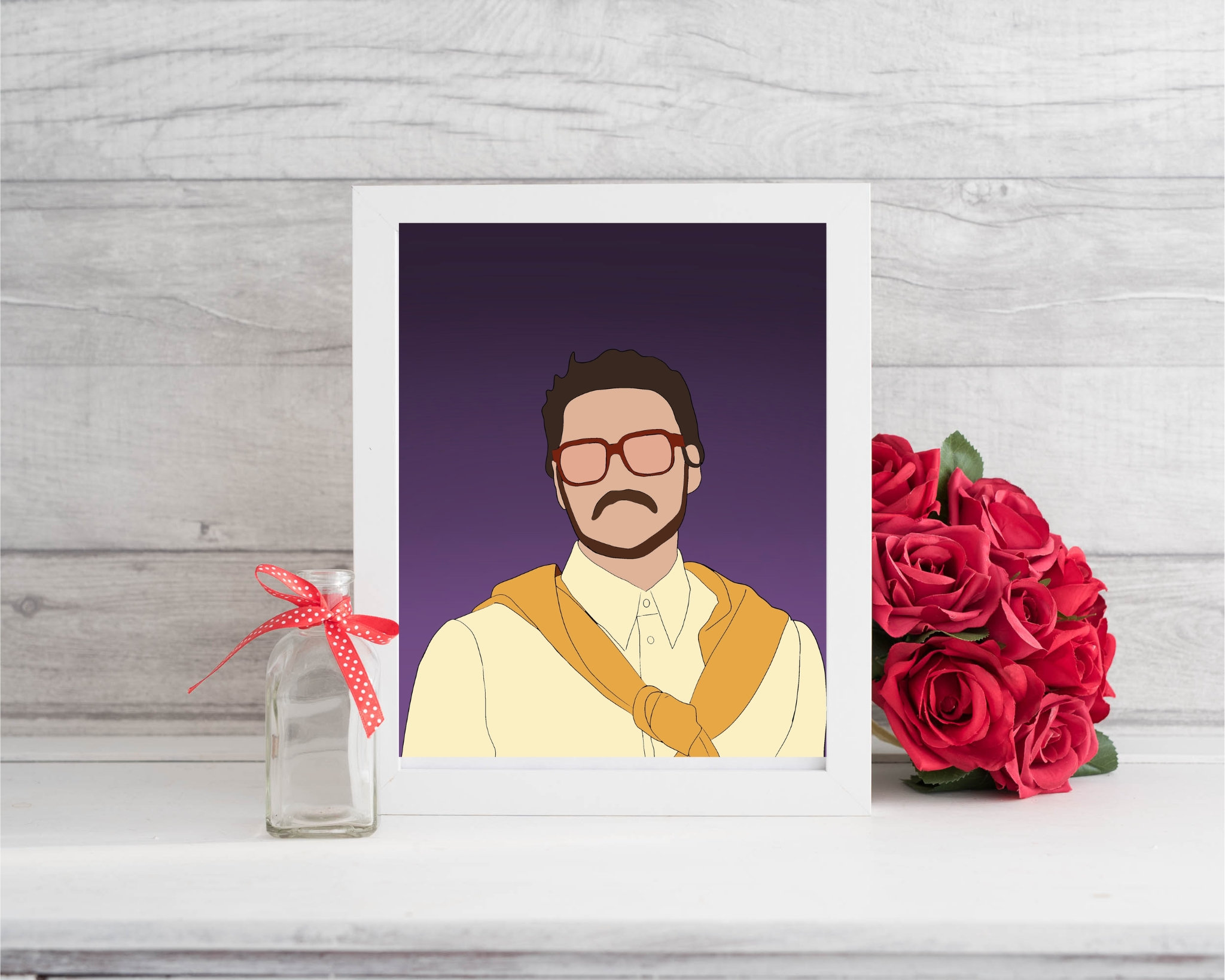 Pedro Pascal Faceless Portrait Printable, Pedro Pascal Poster