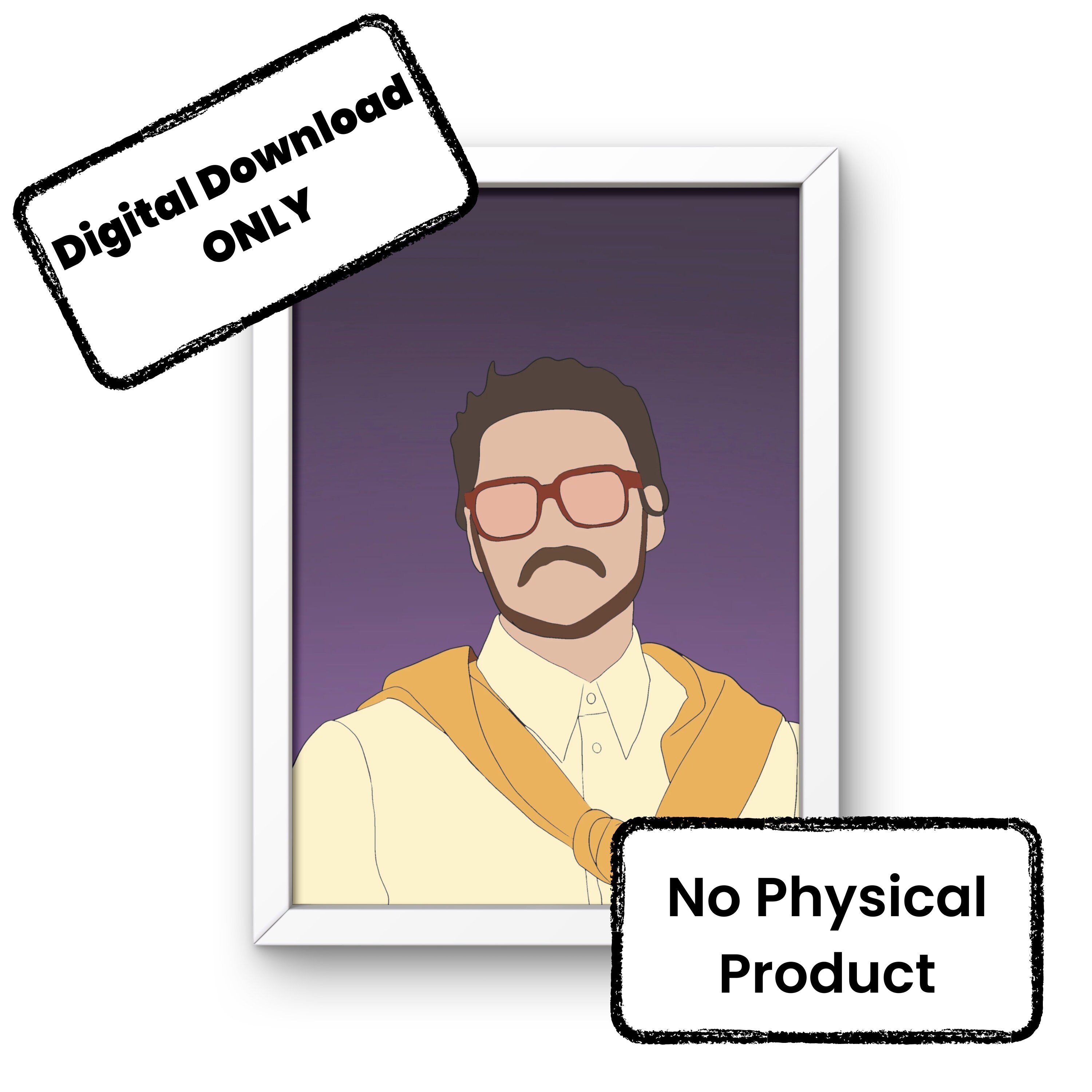 Pedro Pascal Faceless Portrait Printable, Pedro Pascal Poster