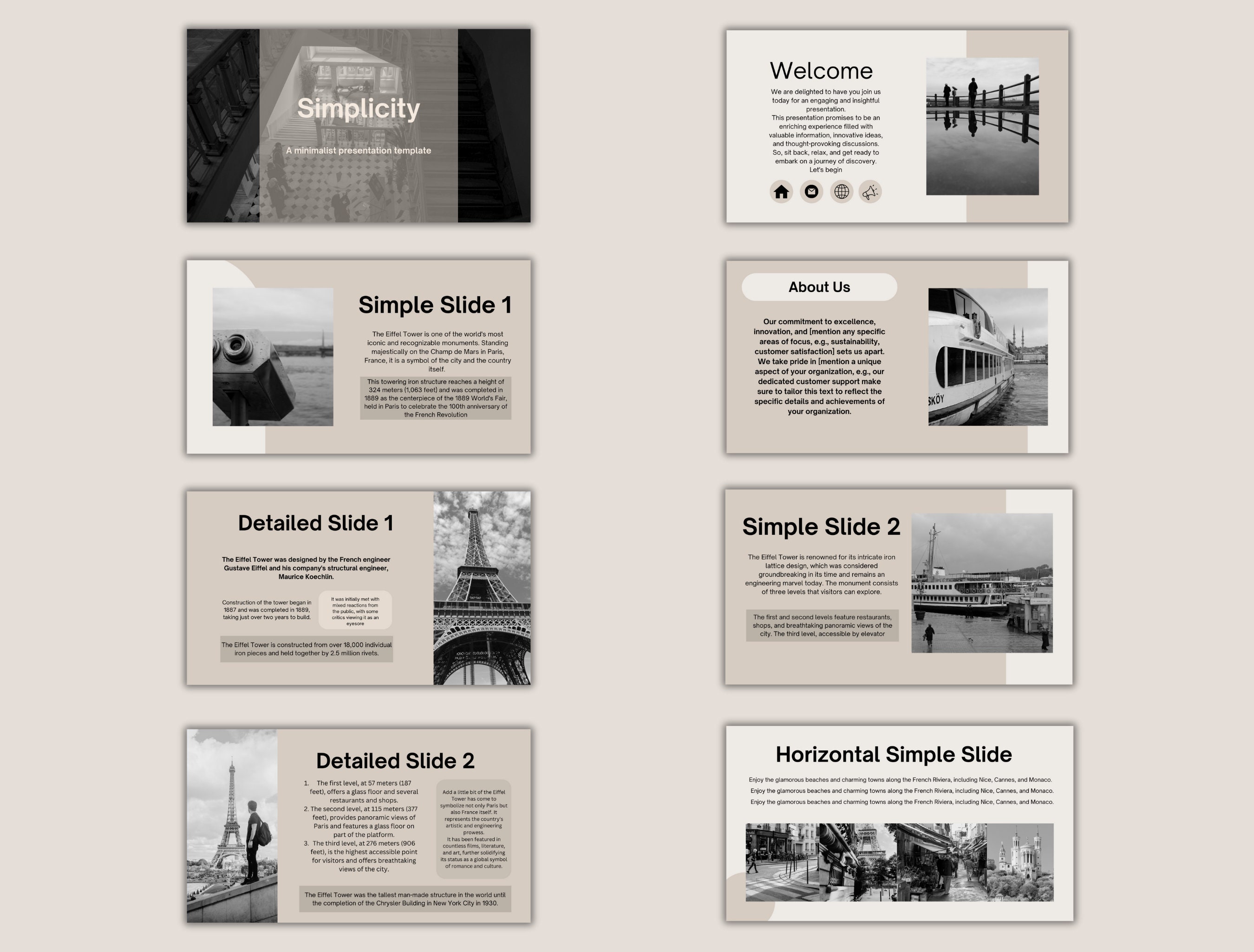 Minimal Modern Canva Presentation Template, Clean Beige Combo Deck ...