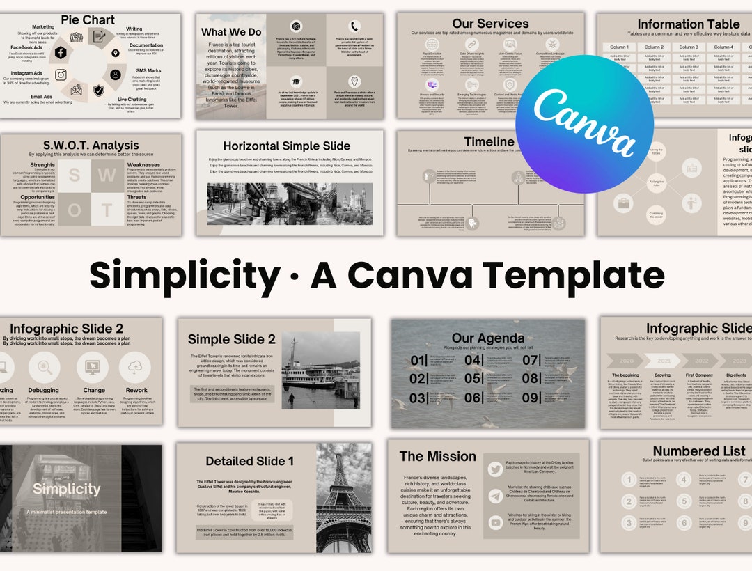 Minimal Modern Canva Presentation Template, Clean Beige Combo Deck ...