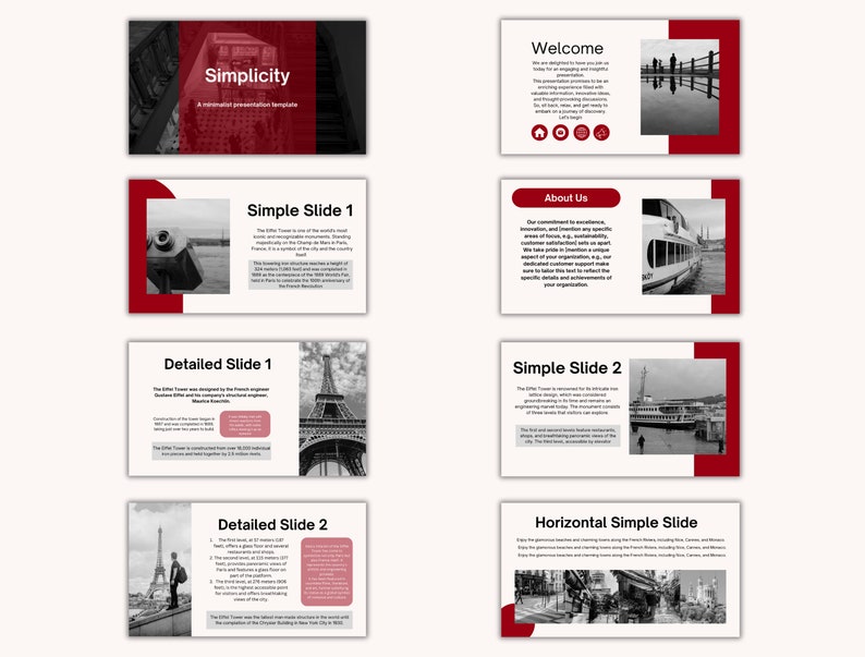 Minimal Modern Canva Presentation Template, Clean Cherry Red Deck ...