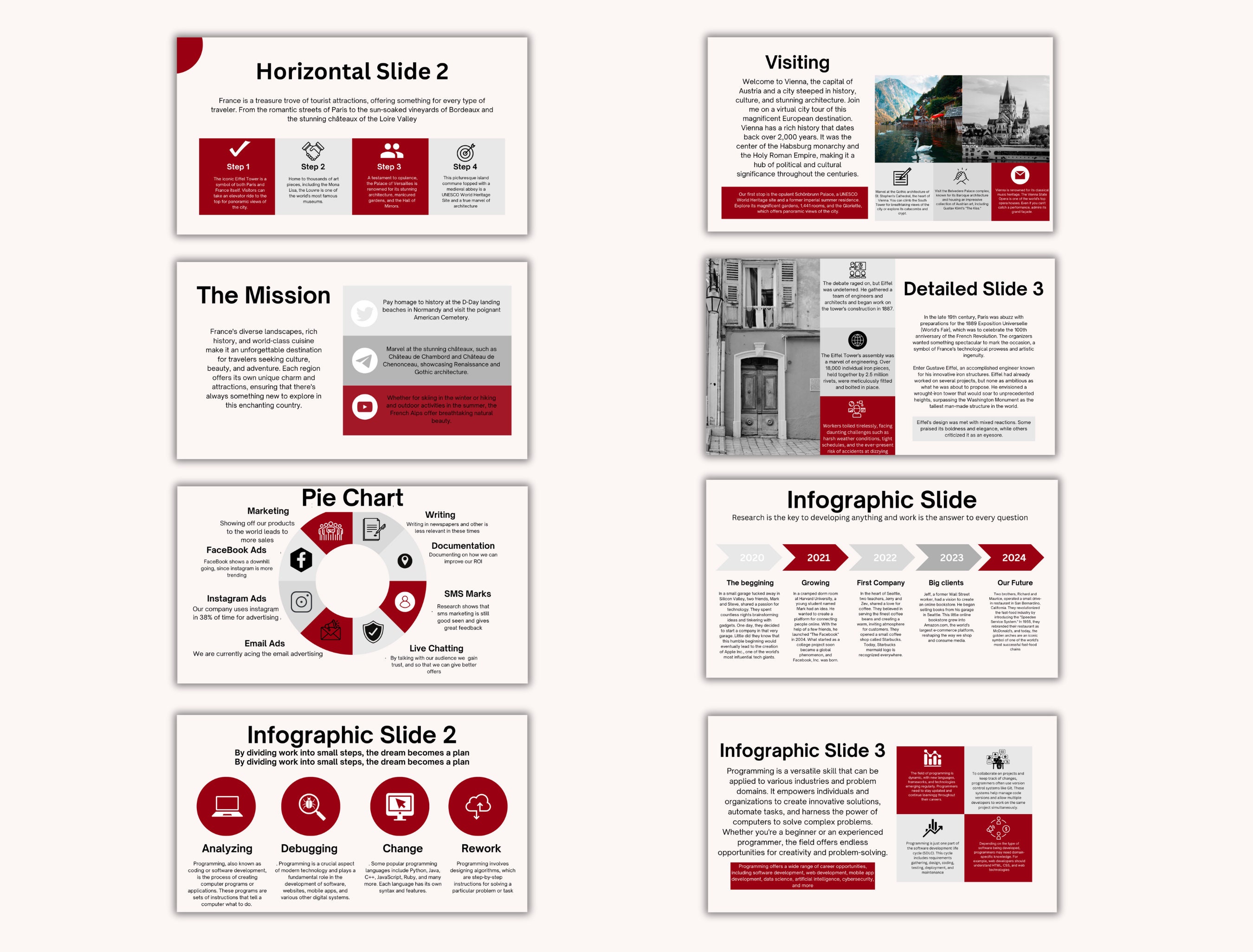 Minimal Modern Canva Presentation Template, Clean Cherry Red Deck ...