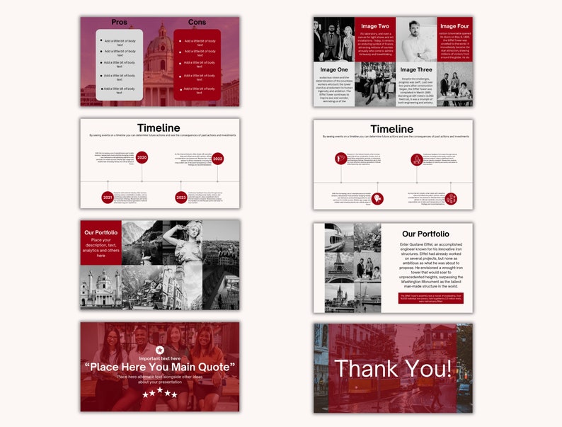 Minimal Modern Canva Presentation Template, Clean Cherry Red Deck ...