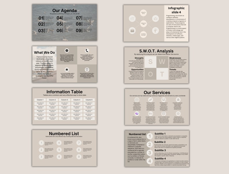 Minimal Modern Canva Presentation Template, Clean Beige Combo Deck ...