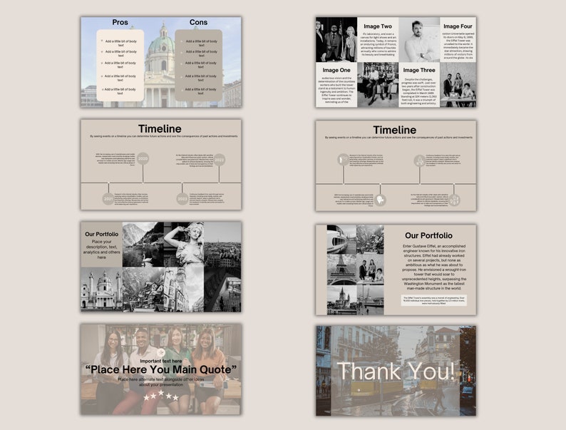 Minimal Modern Canva Presentation Template, Clean Beige Combo Deck ...