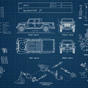 Jeep Blue Custom Blueprint Poster 24x36 - Etsy