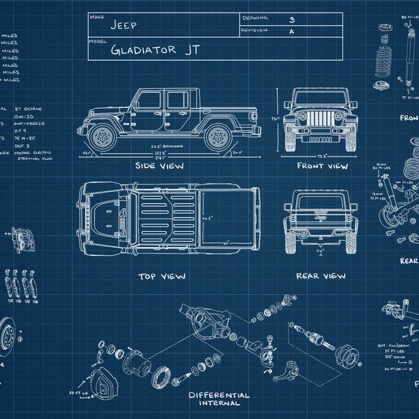 Jeep Blueprint Poster - Etsy