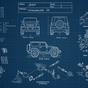 Jeep Blue Custom Blueprint Poster 24x36 - Etsy