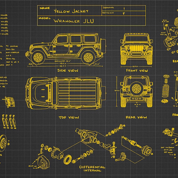 Jeep Wrangler Blueprint - Etsy