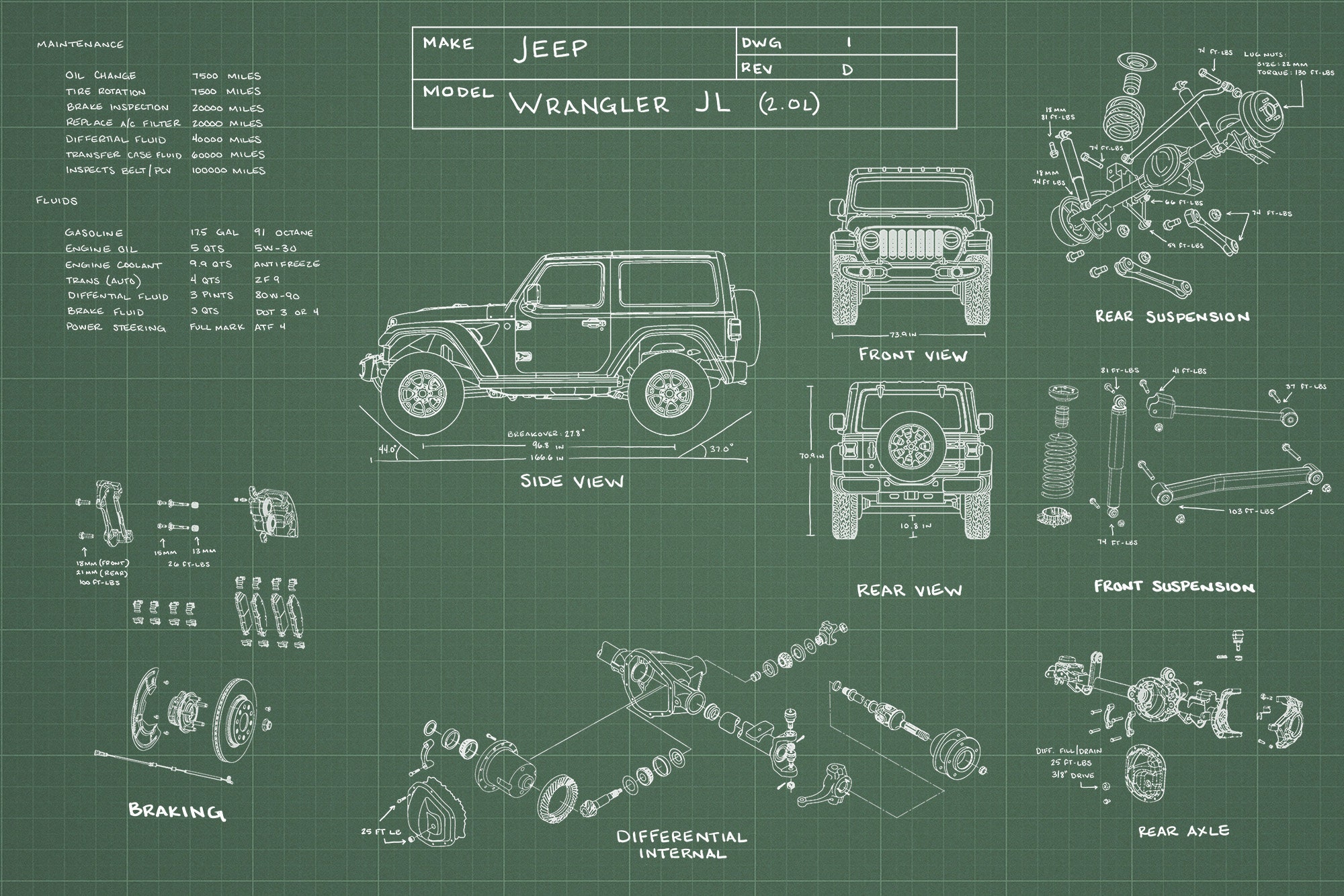 Jeep Olive/white Custom Blueprint Poster 24x36 - Etsy