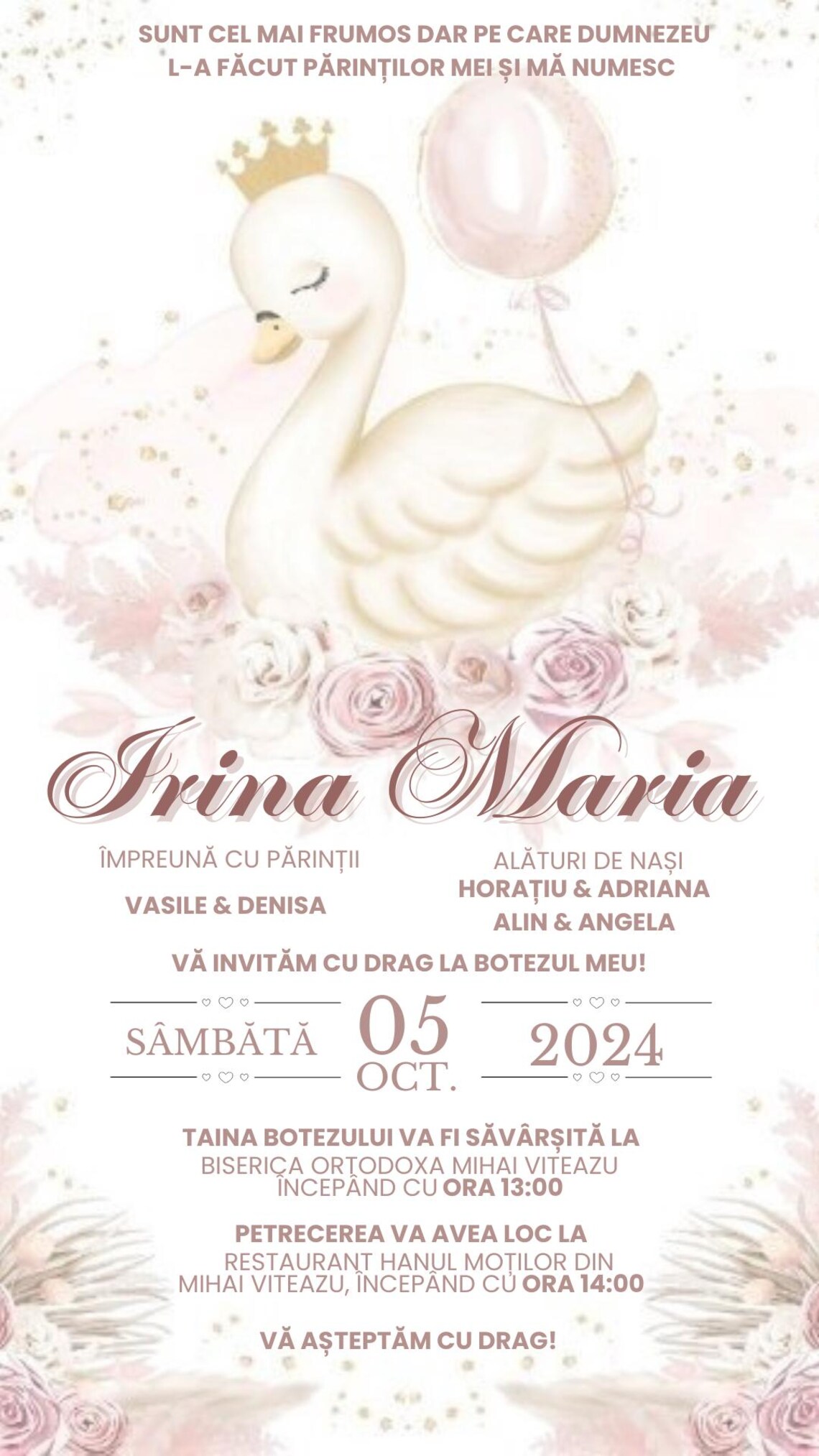 Swan Christening Invitation - Etsy