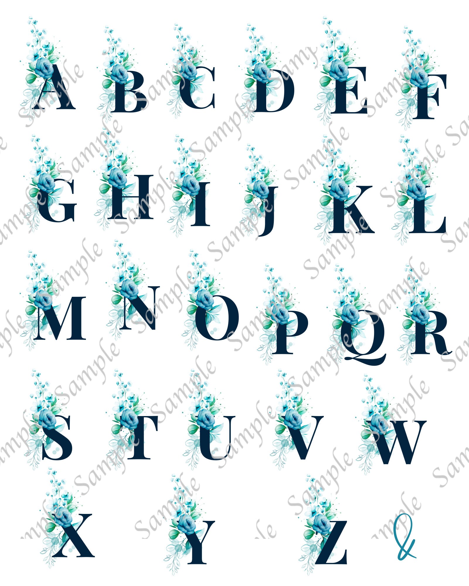 Floral Alphabet Clipart,letters Clipart,flowers Clipart,spring Clipart ...