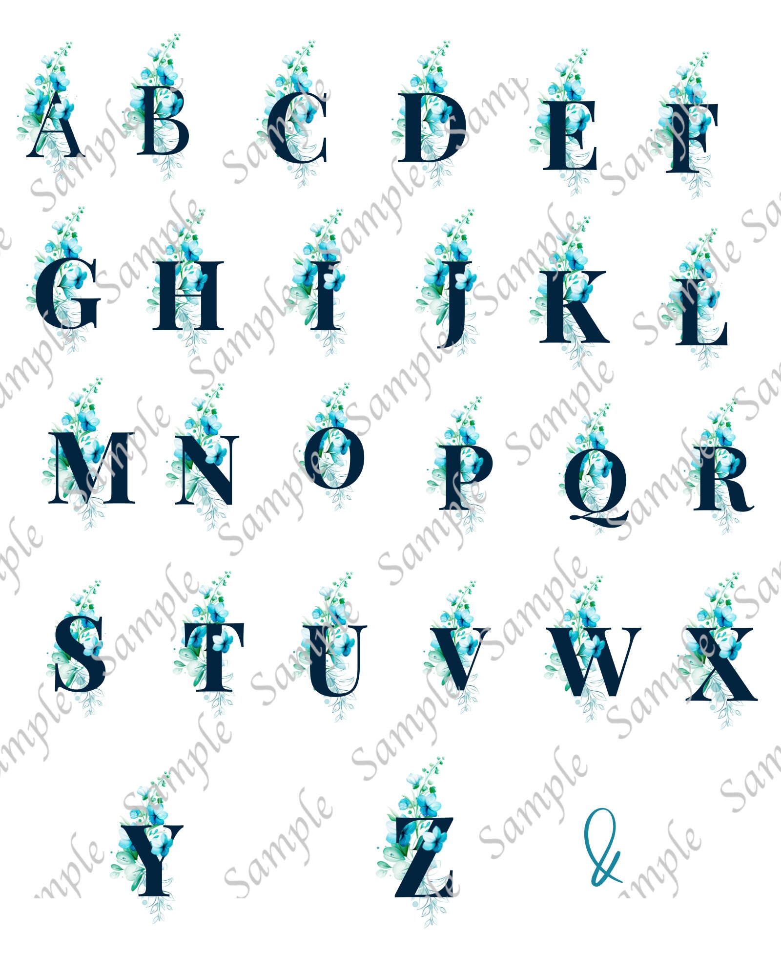 Floral Alphabet Clipart,letters Clipart,flowers Clipart,spring Clipart ...