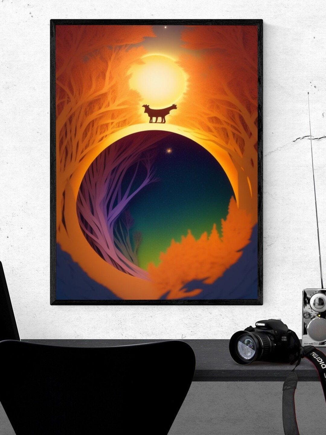 Landscape Imaginary Wall Painting Majestic Sunset Rolling Hills Wall ...