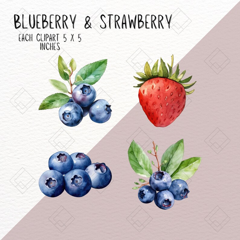 Berry Clipart INSTANT DOWNLOAD Watercolor Clipart Bundle - Etsy