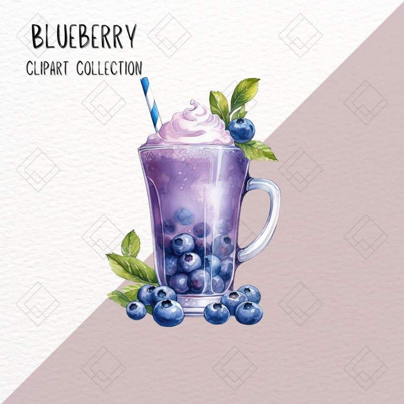 Blueberry Clipart INSTANT DOWNLOAD Blueberry Watercolor Clipart ...