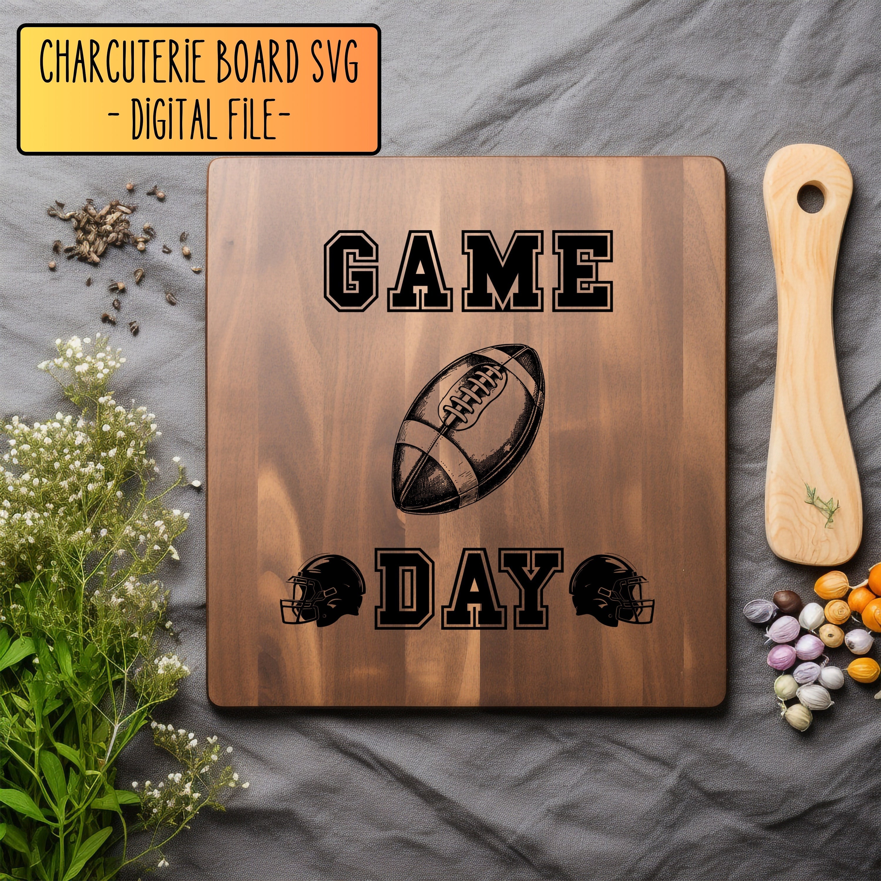Football Charcuterie Board SVG, Game Day Cutting Board Digital Files ...