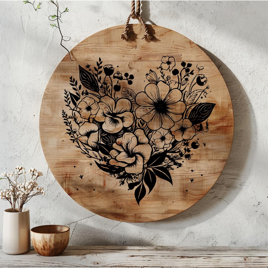 Flower Heart SVG, Chopping Board PNG, Cutting Board File, Charcuterie ...