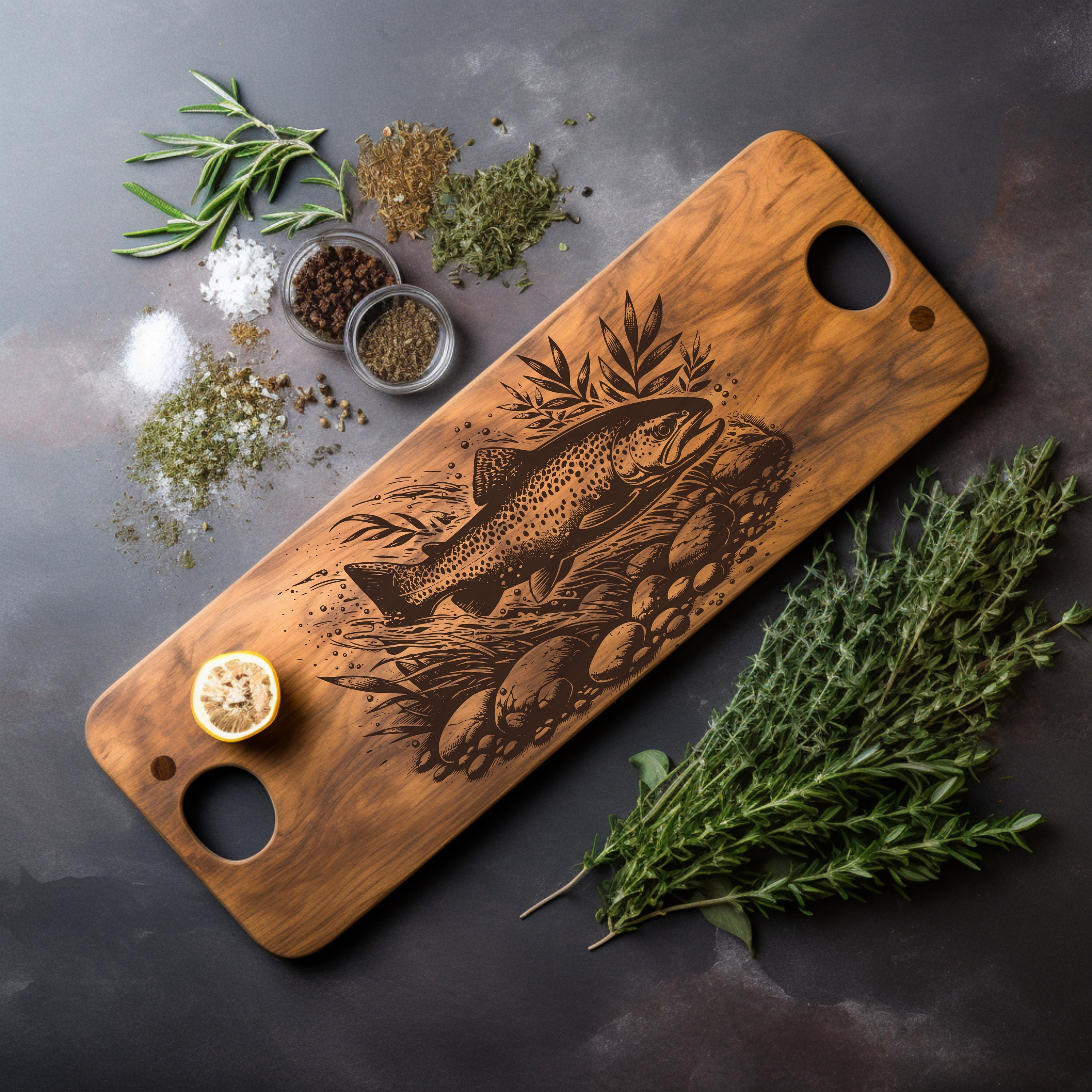 Trout Charcuterie Board SVG, Fishing Cutting Board Digital File, Cheese ...