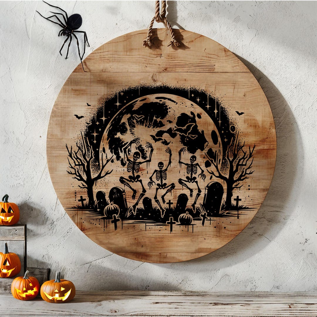 Halloween Dancing Skeletons Charcuterie Board SVG, Scary Cutting Board ...