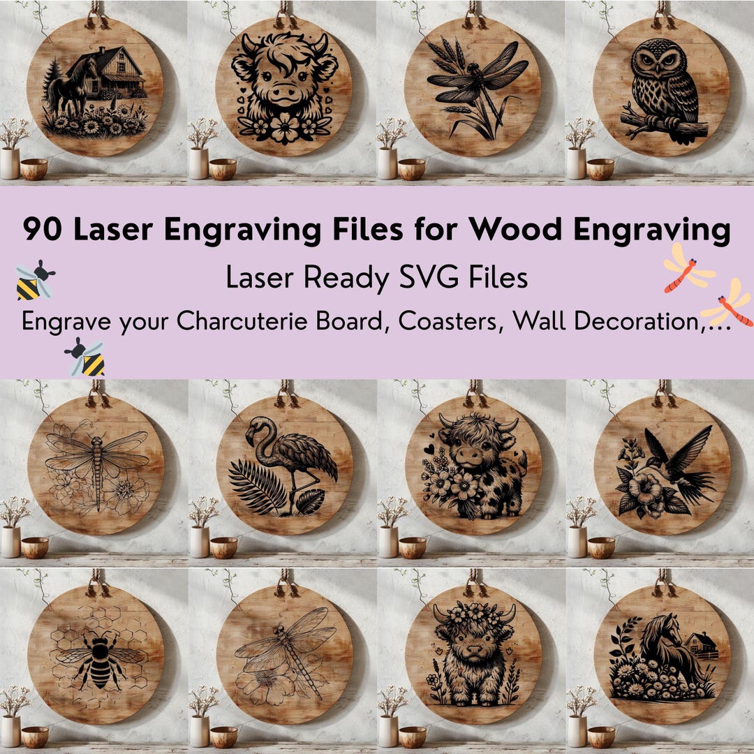 Laser Engraving Bundle, 90 Files Included, Animals, Flowers, Holidays ...