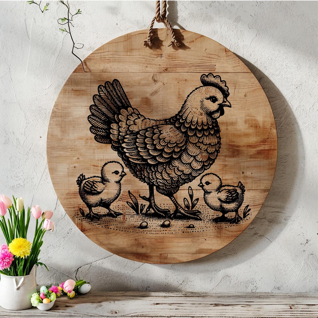 Cute Chicken Charcuterie Board SVG, Floral Hen With Chicks Cutting ...