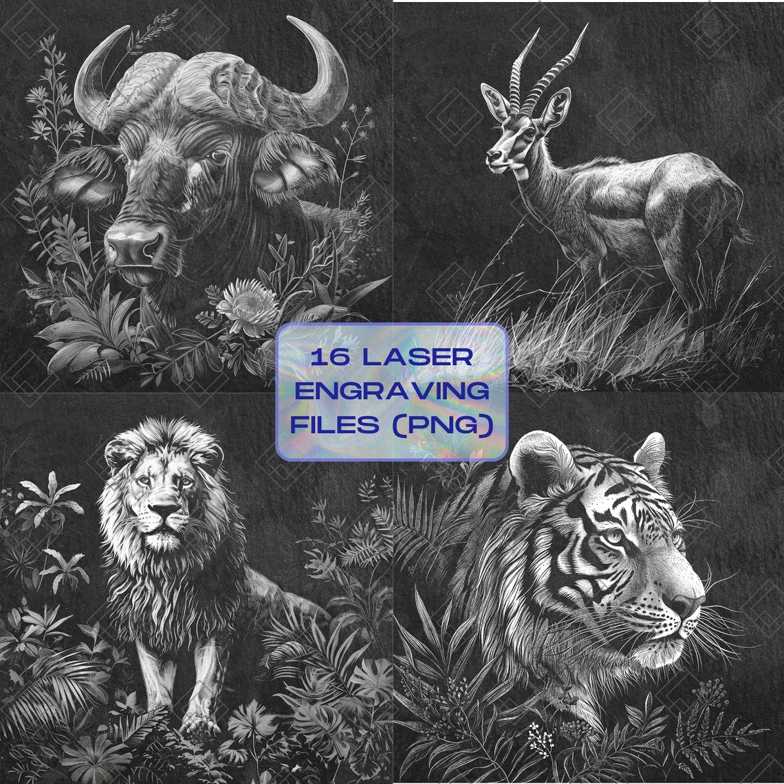Wildlife Laser Engraving PNG Bundle (16 Files) | Instant Digital ...