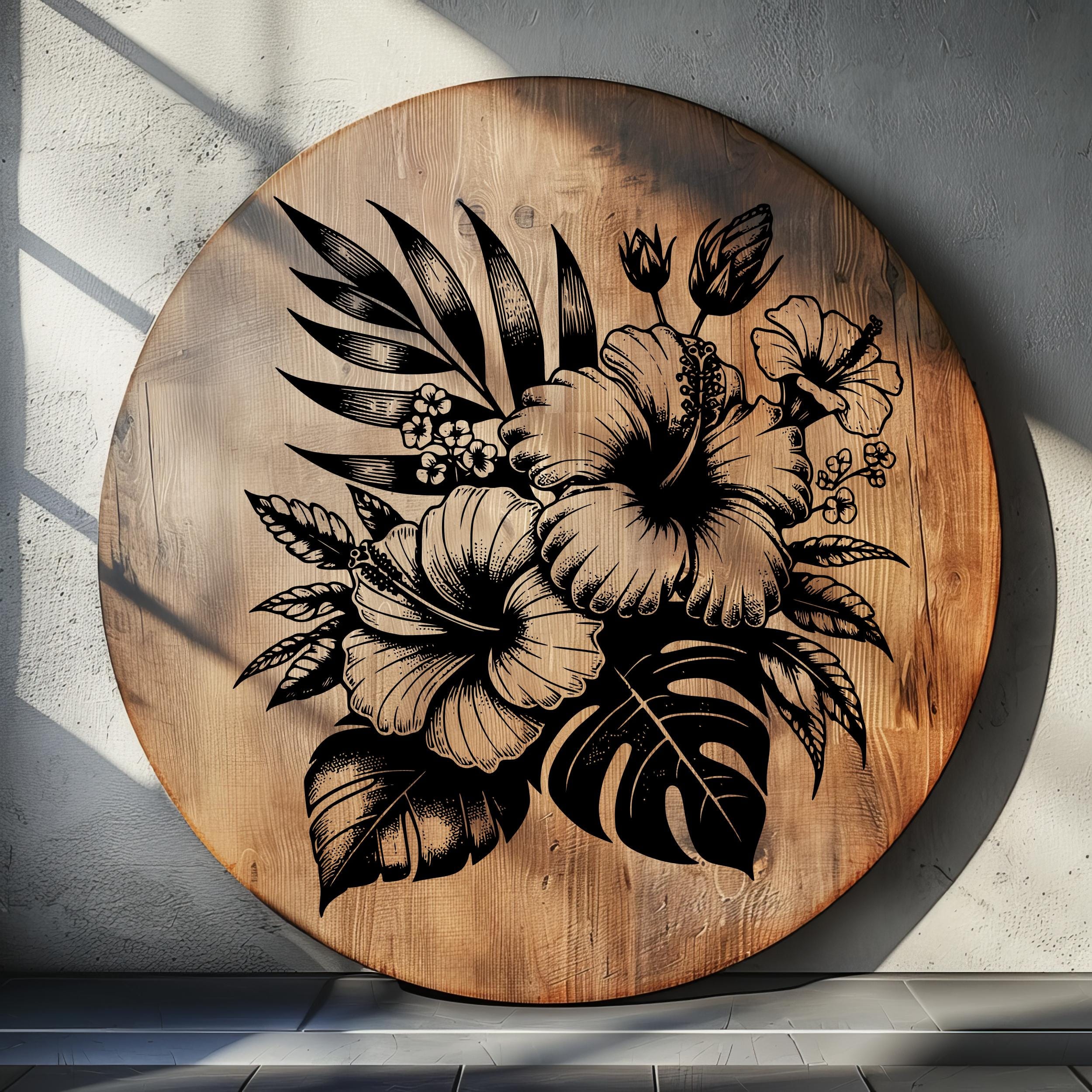 Floral SVG Files for Laser Engraving, Flower Engraving Design, Nature ...
