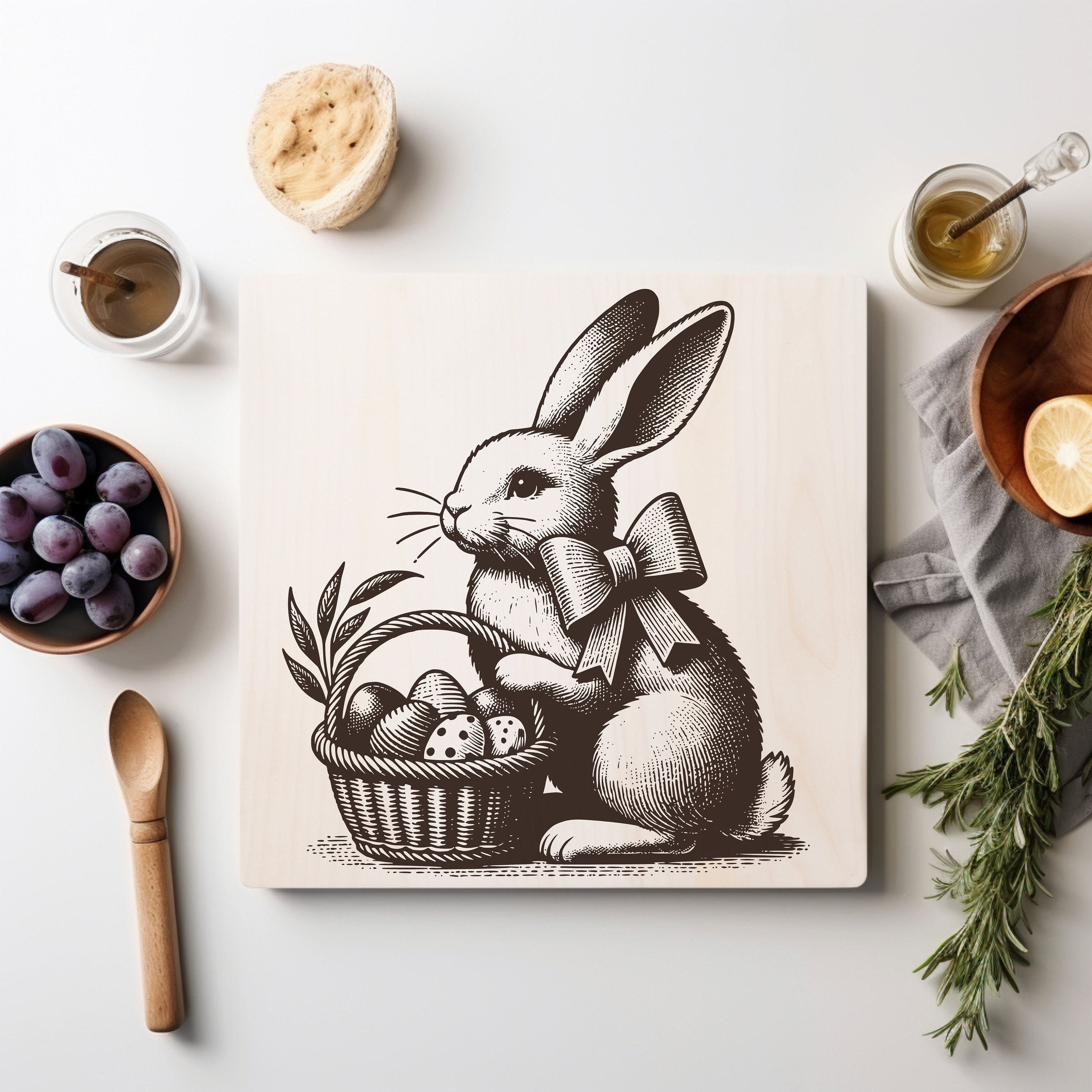 Easter Bunny Charcuterie Board SVG, Cute Bunny Cutting Board Digital ...