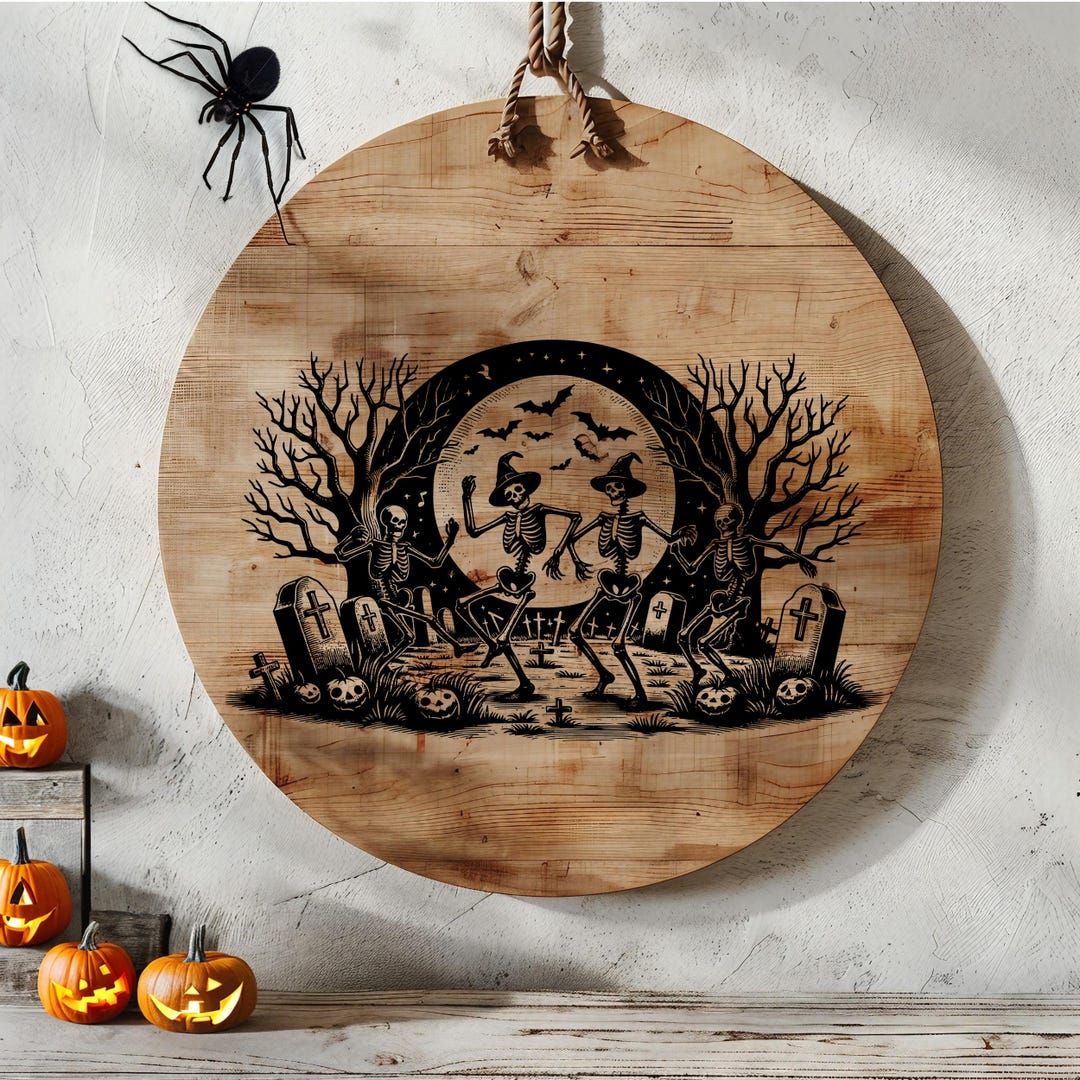 Halloween Graveyard Skeletons Charcuterie Board SVG, Scary Cutting ...