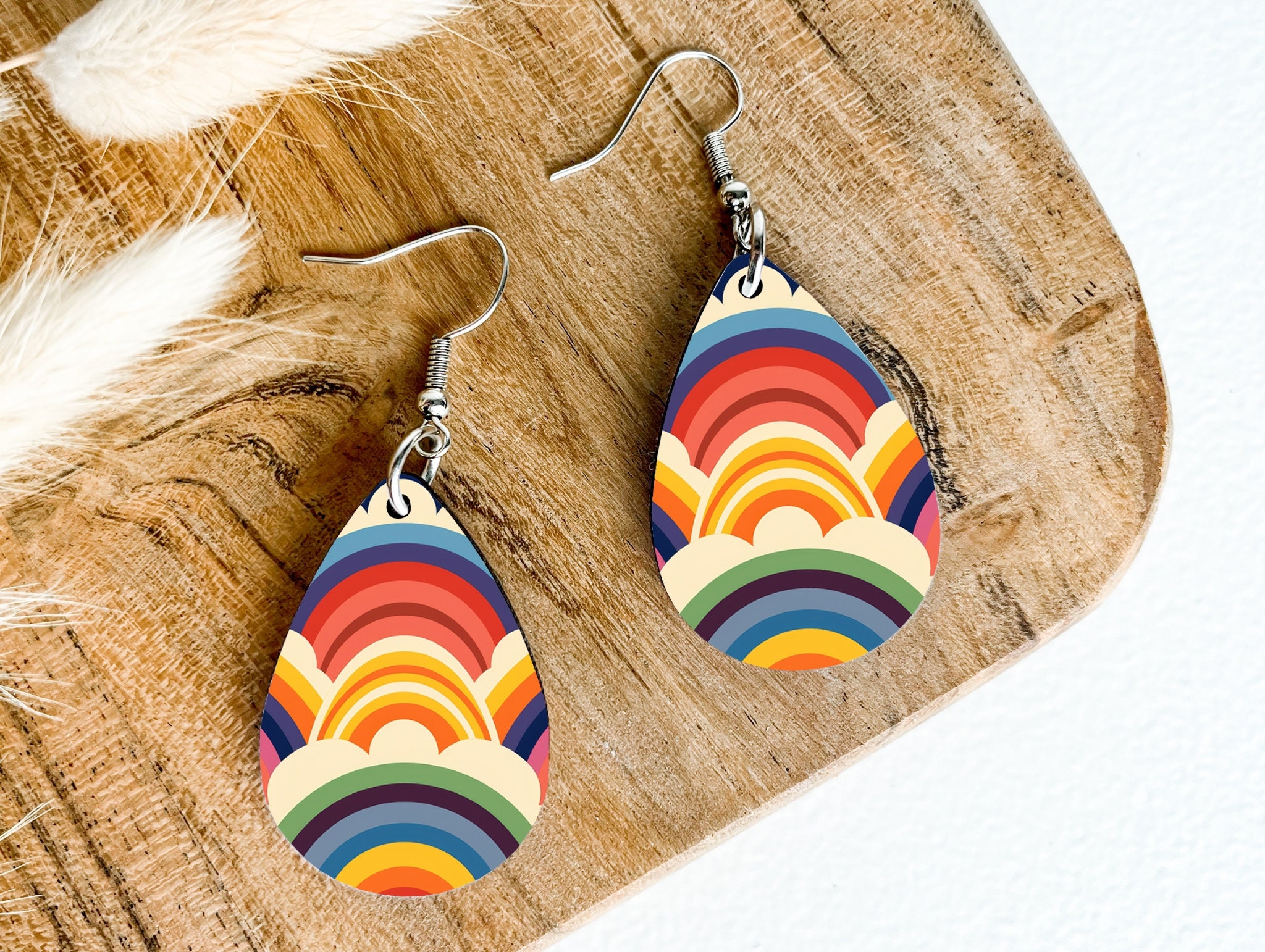 70s Inspired Earring Design Printable Teardrop 70s Earrings - Etsy