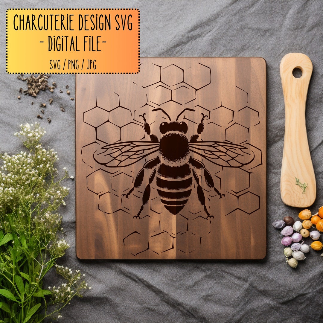 Honey Bee Charcuterie Design SVG, Chopping Board PNG, Cutting Board ...