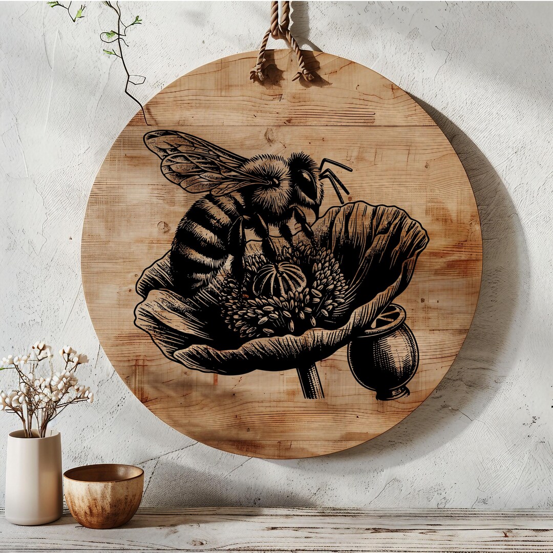 Bee Charcuterie Design SVG, Poppy Chopping Board PNG, Floral Cutting ...