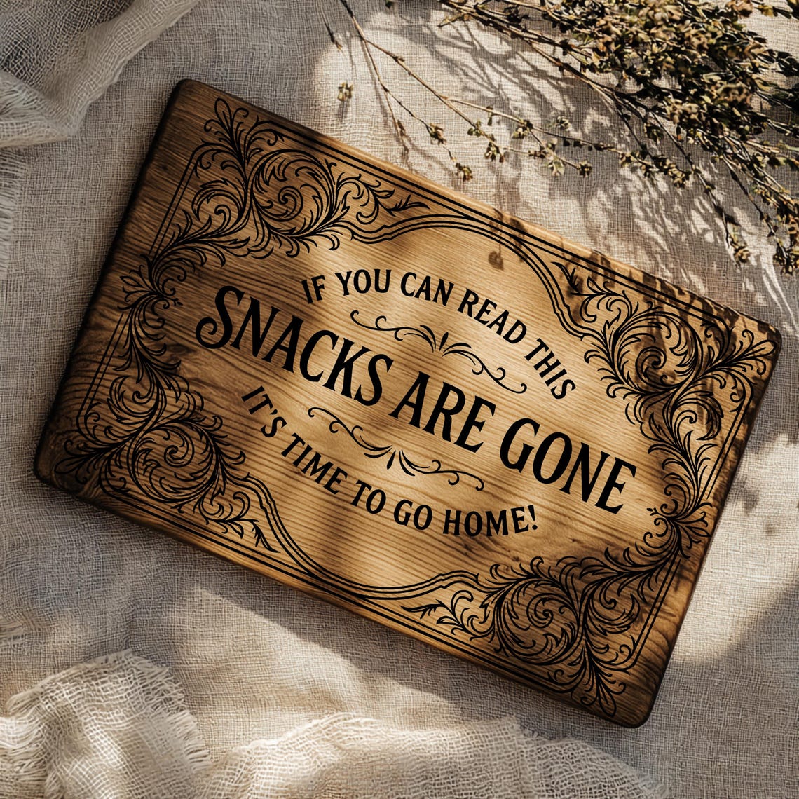 Snacks Are Gone SVG Laser Engraving File, Charcuterie Board Digital ...
